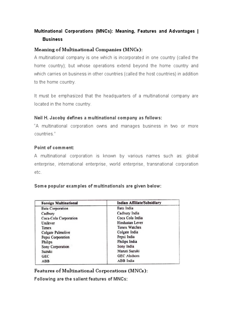 Multinational Corporations | Multinational Corporation | Business