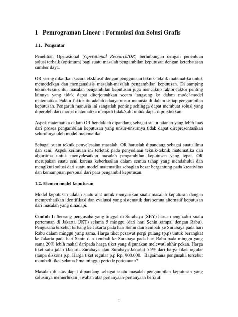 Pemrograman Linear Solusi Grafis | PDF | Metode & Bahan Ajar