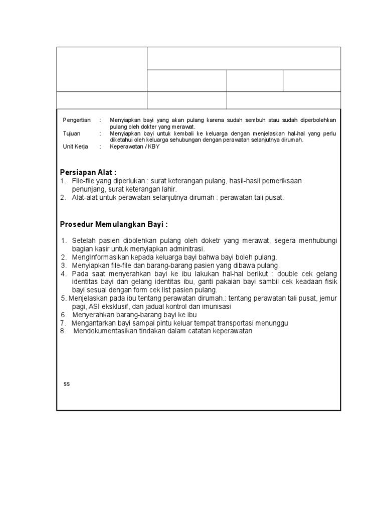 Sop-Kby Memulangkan Bayi | PDF