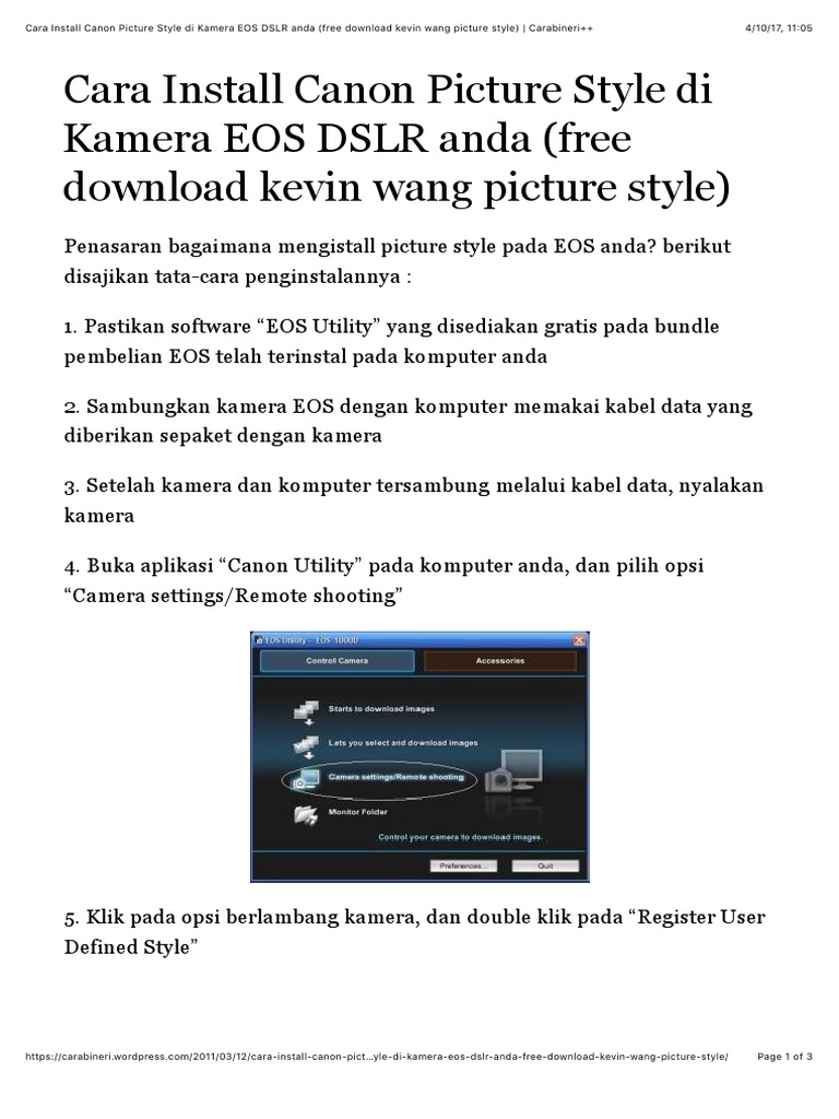 Cara Install Canon Picture Style Di Kamera EOS DSLR Anda (Free Download ...