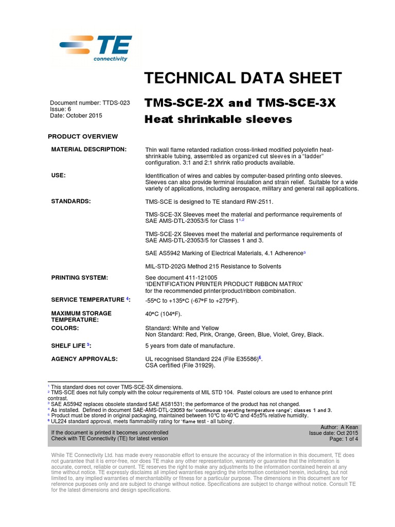 Technical Data Sheet: TMS-SCE-2X and TMS-SCE-3X | PDF