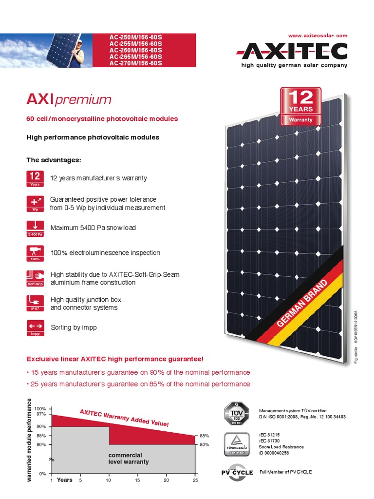 Axitec 250-270 Mono | PDF | Photovoltaics | Electrical Engineering