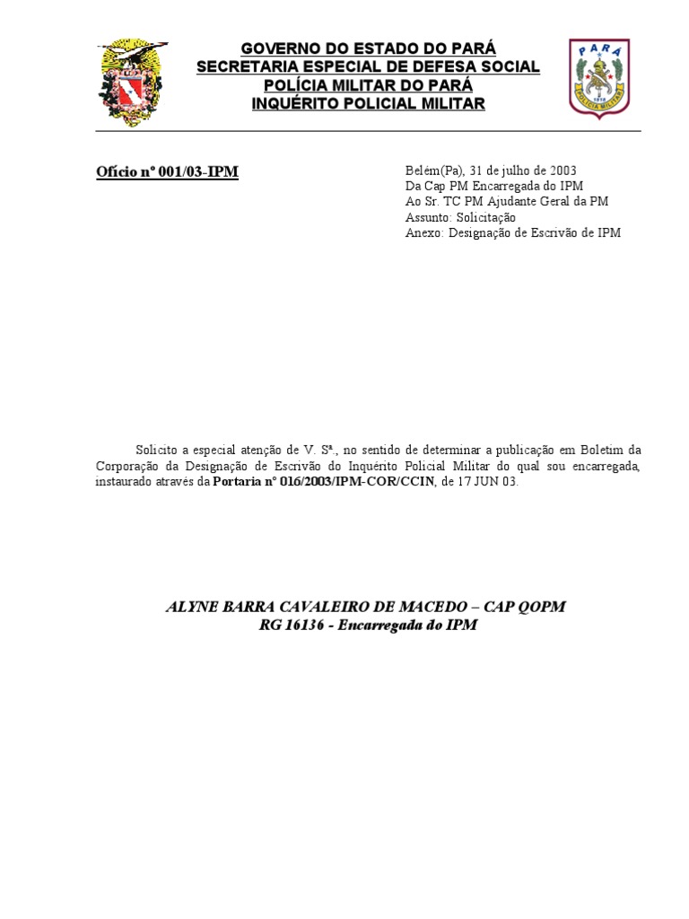 Modelo de Oficio Padrao I | PDF | Polícia militar | Polícia