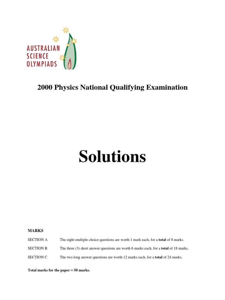 2000 Physics NQE Solutions | PDF