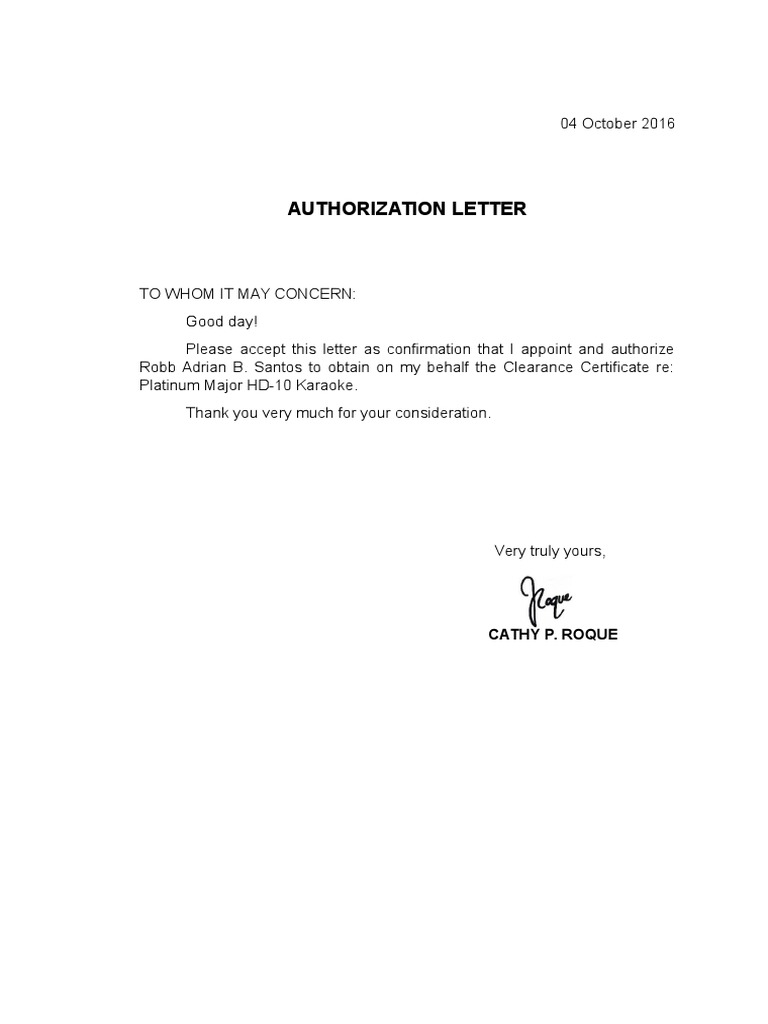 Authorization Letter | PDF