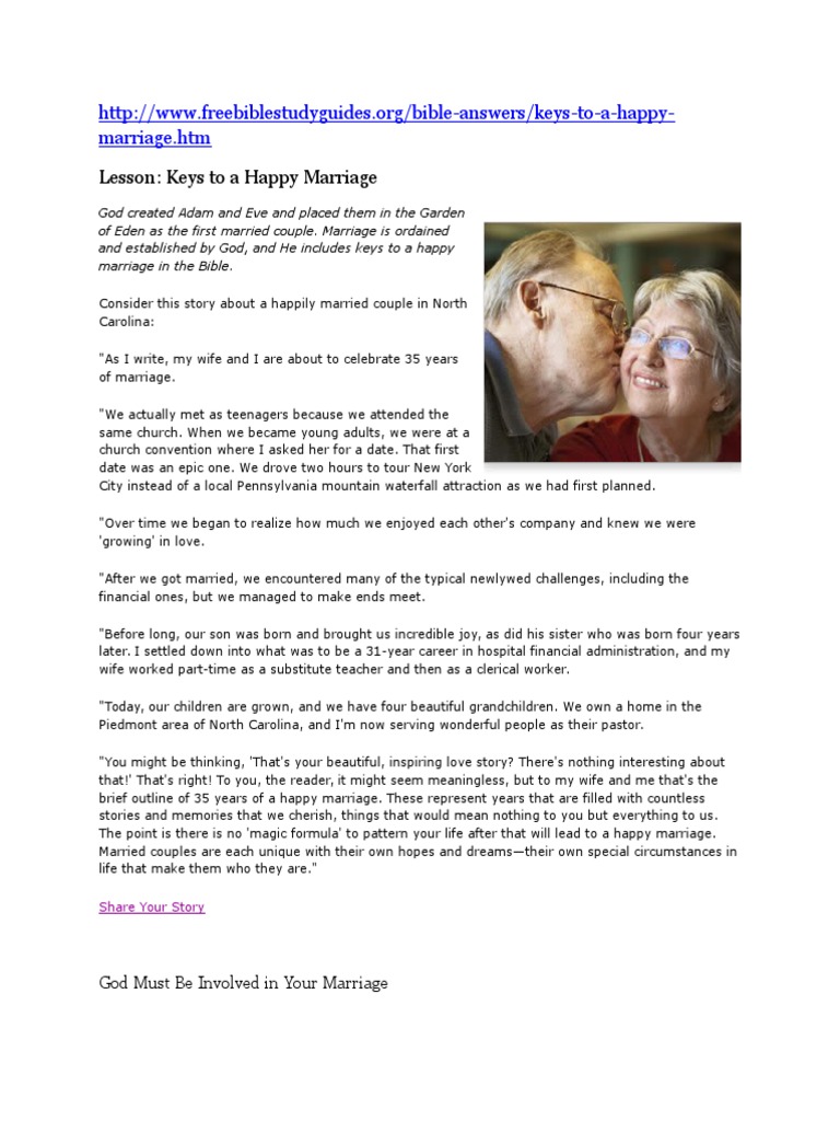 Lesson: Keys To A Happy Marriage | PDF | Marriage | Intimate Relationships