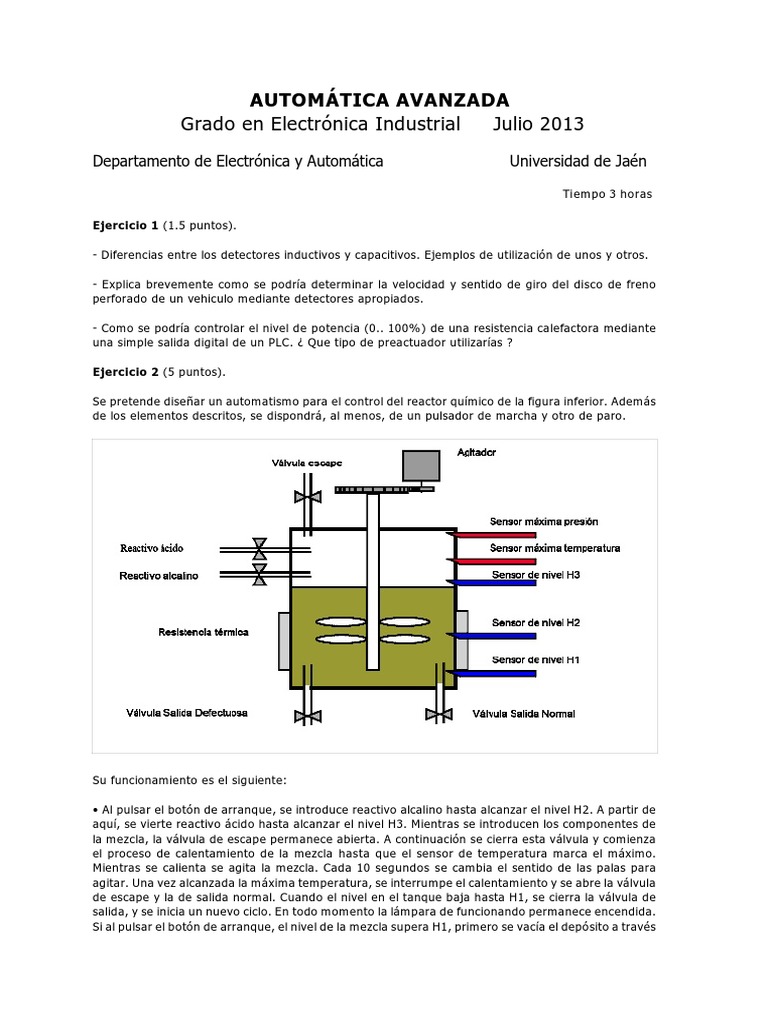 Examen Automatica Avanzada | PDF | Electrónica | Motor a reacción