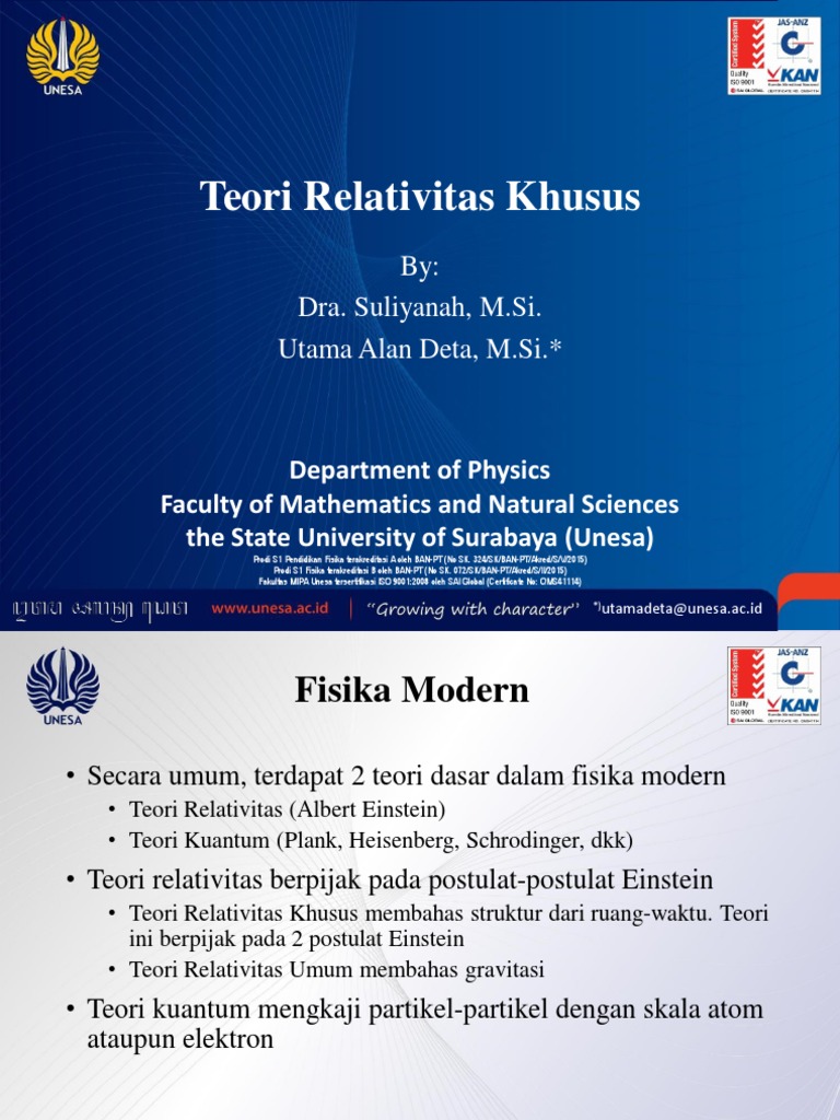 01 Teori Relativitas Khusus PDF | PDF