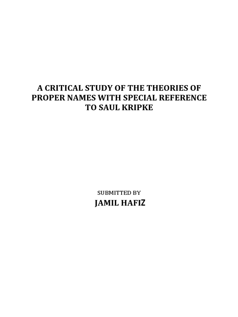 Philosophy of Proper Names | PDF | Philosophy Of Language | Linguistics
