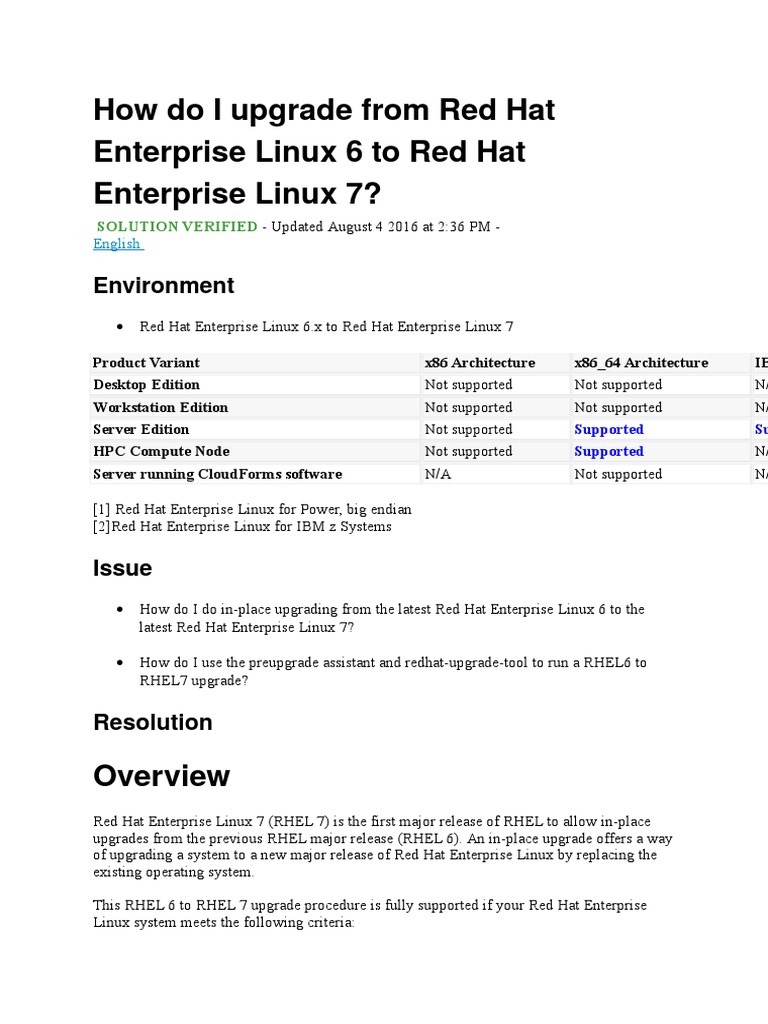 Upgrade RHEL 6 to RHEL 7 with preupgrade tool | PDF | Linux | Software ...