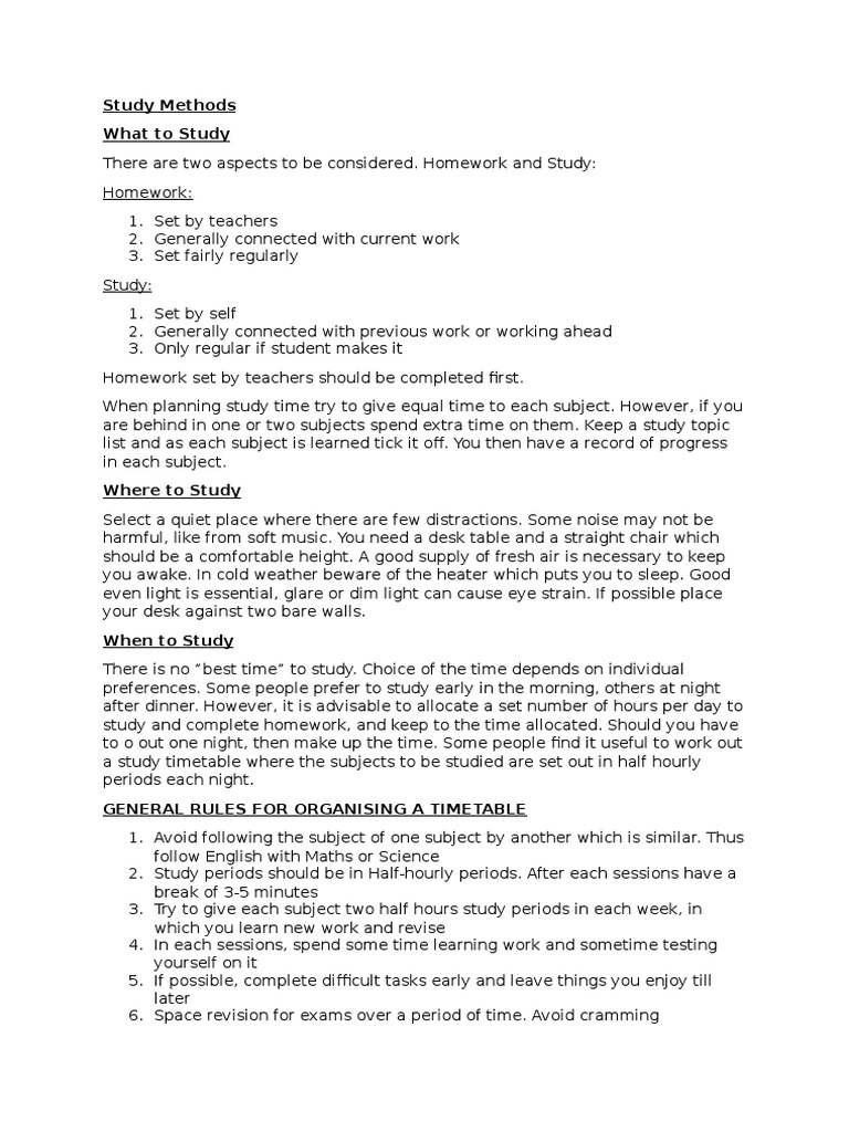 Study Methods What To Study | PDF | Question | Homework