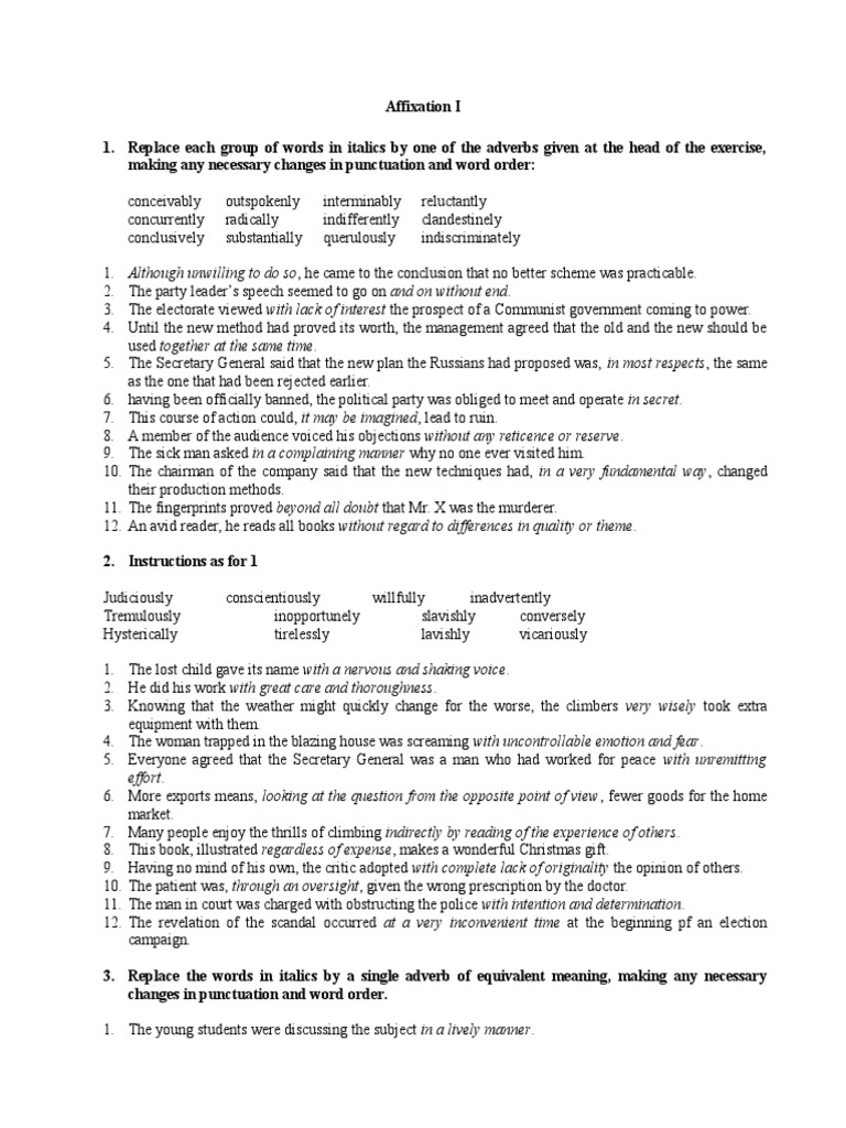 Affixation Exercises 2014 | PDF