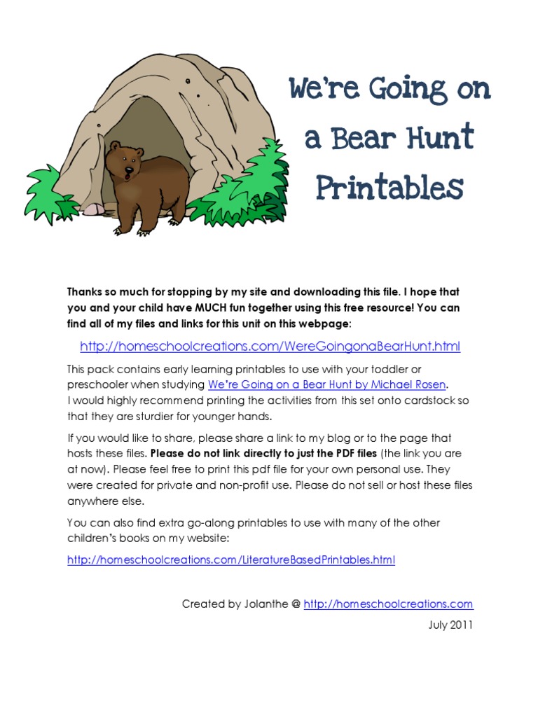 Going On A Bear Hunt Printables Pdf - Printable Word Searches