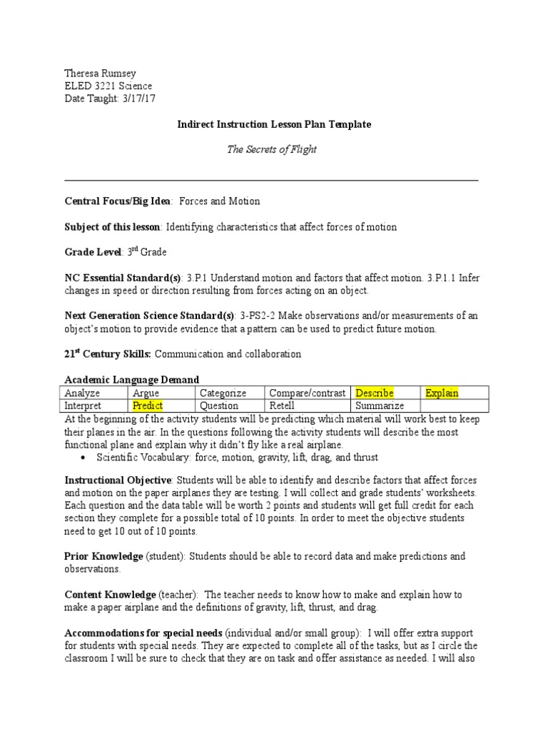 Paper Airplanes Lesson Plan | PDF | Airplane | Flight
