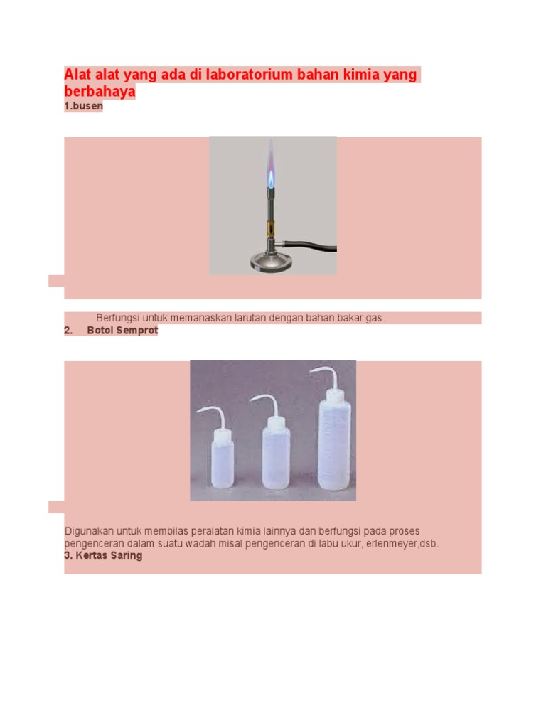 Alat Alat Yang Ada Di Laboratorium Bahan Kimia Yang Berbahaya | PDF