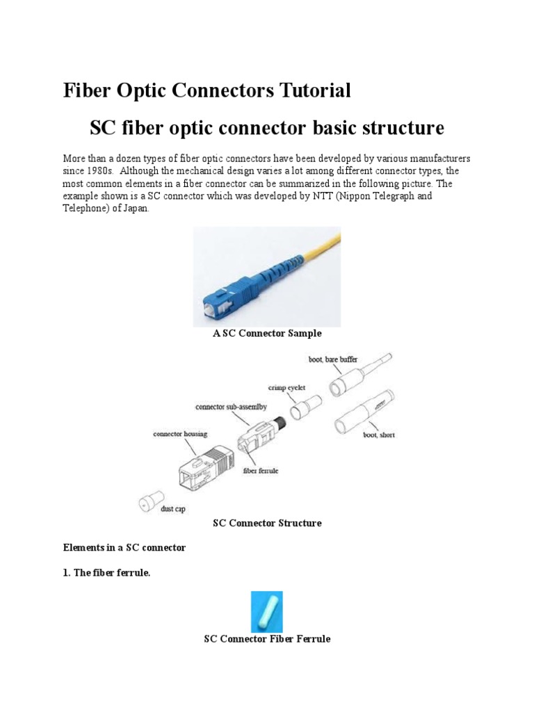 Fiber Optic Connectors Tutorial | PDF | Electrical Connector | Optical ...