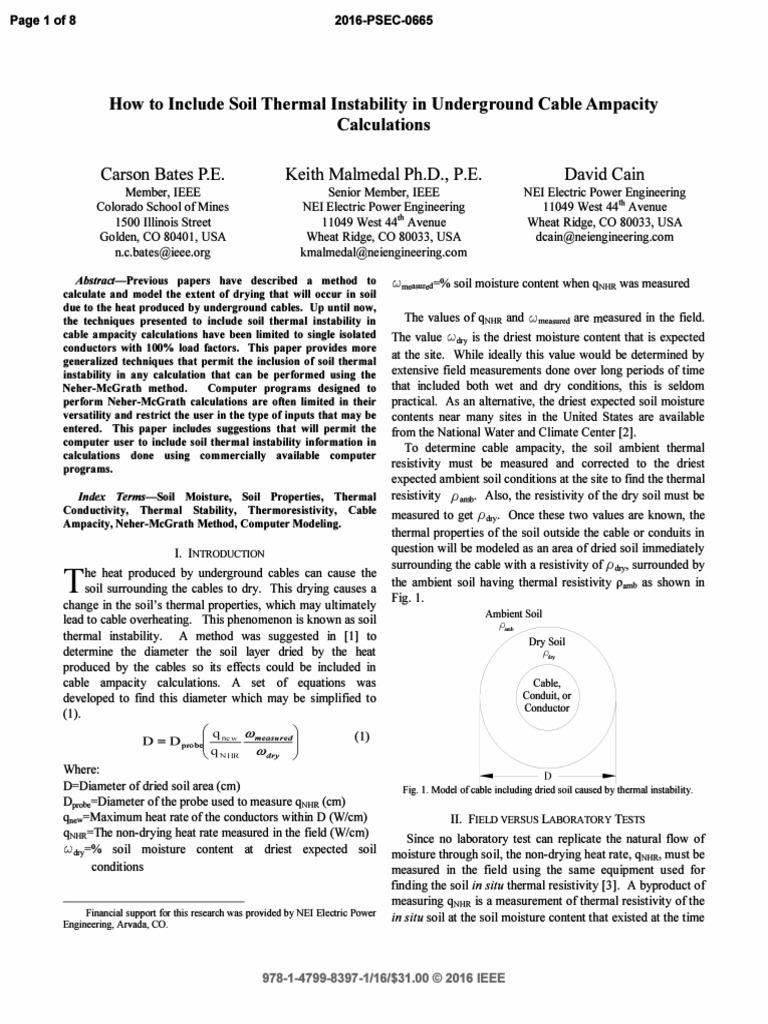 How To Include Soil Thermal Instability in Underground Cable Ampacity ...