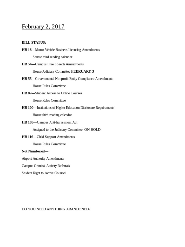 Daily Legislative Memo - Feb 2, 2017 | PDF | Medical Prescription ...