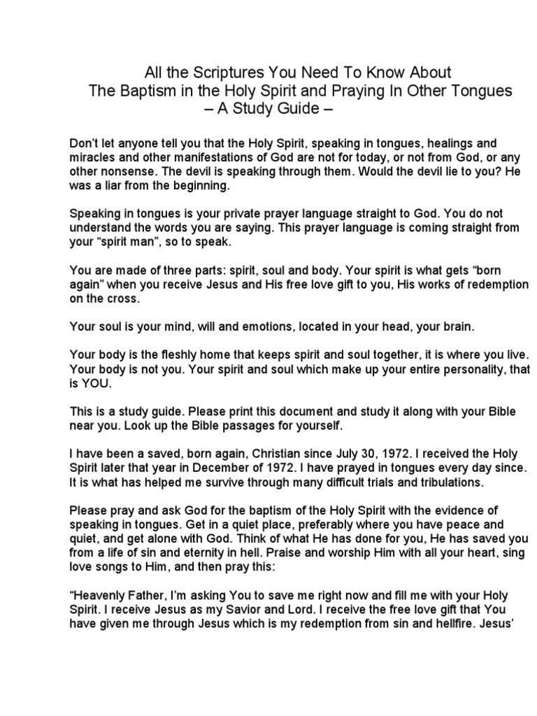 About The Holy Spirit and Speaking in Tongues | PDF | Glossolalia | Prayer