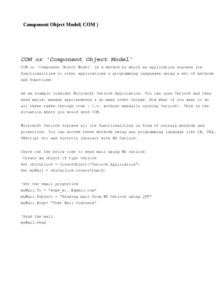 Understanding Component Object Model (COM) | PDF | Component Object Model | Component Based ...