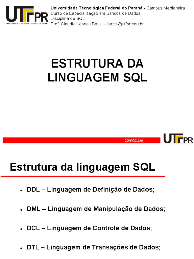 Estrutura Da Linguagem SQL | PDF