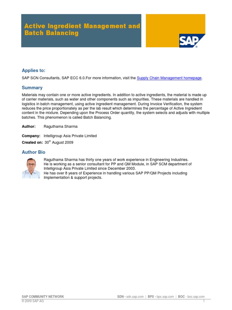Active Ingredient Management and Batch Balancing PDF | PDF | Euro | Prices