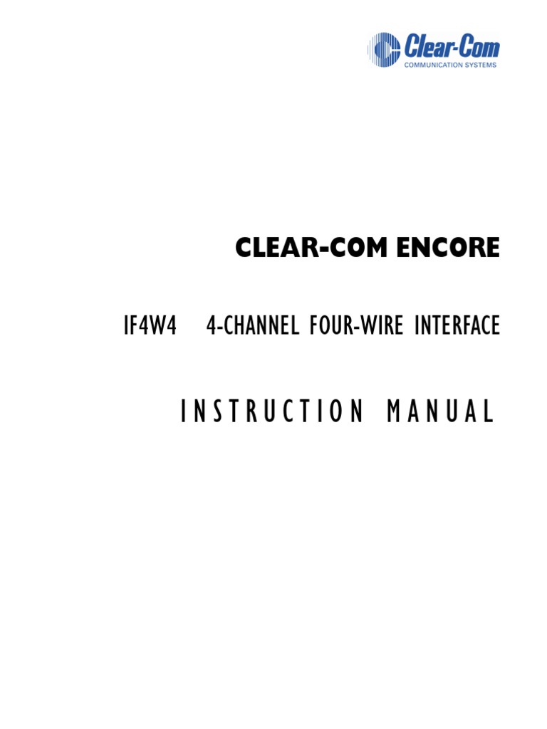 Clear-Com IF4W4 Manual PDF | PDF | Electrical Connector | Headphones