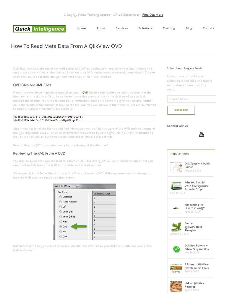 How To Read Meta Data From A QlikView QVD | PDF | Metadata | Email