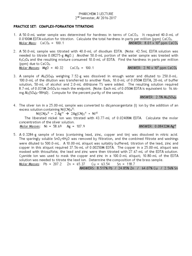3 Complex Formation Titration | PDF