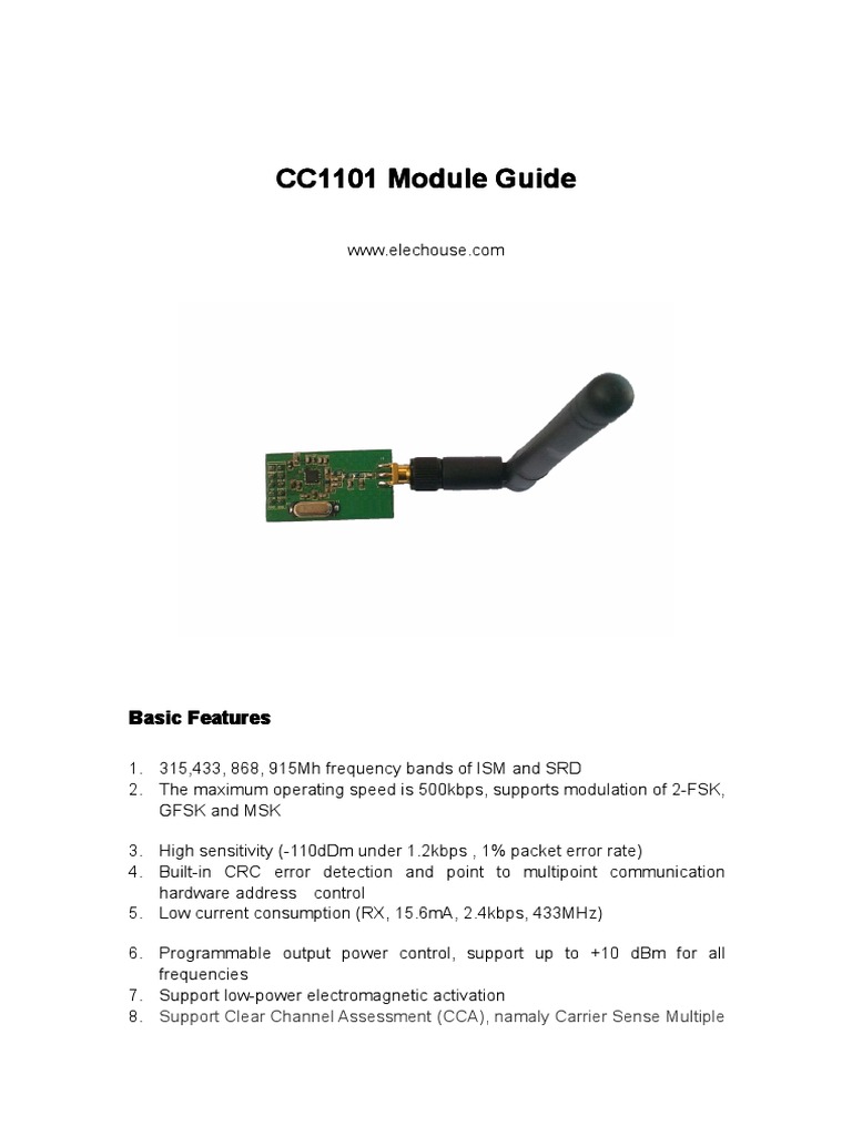 CC1101 SMA Modulo RF Manual PDF | PDF | Computer Hardware | Data Transmission