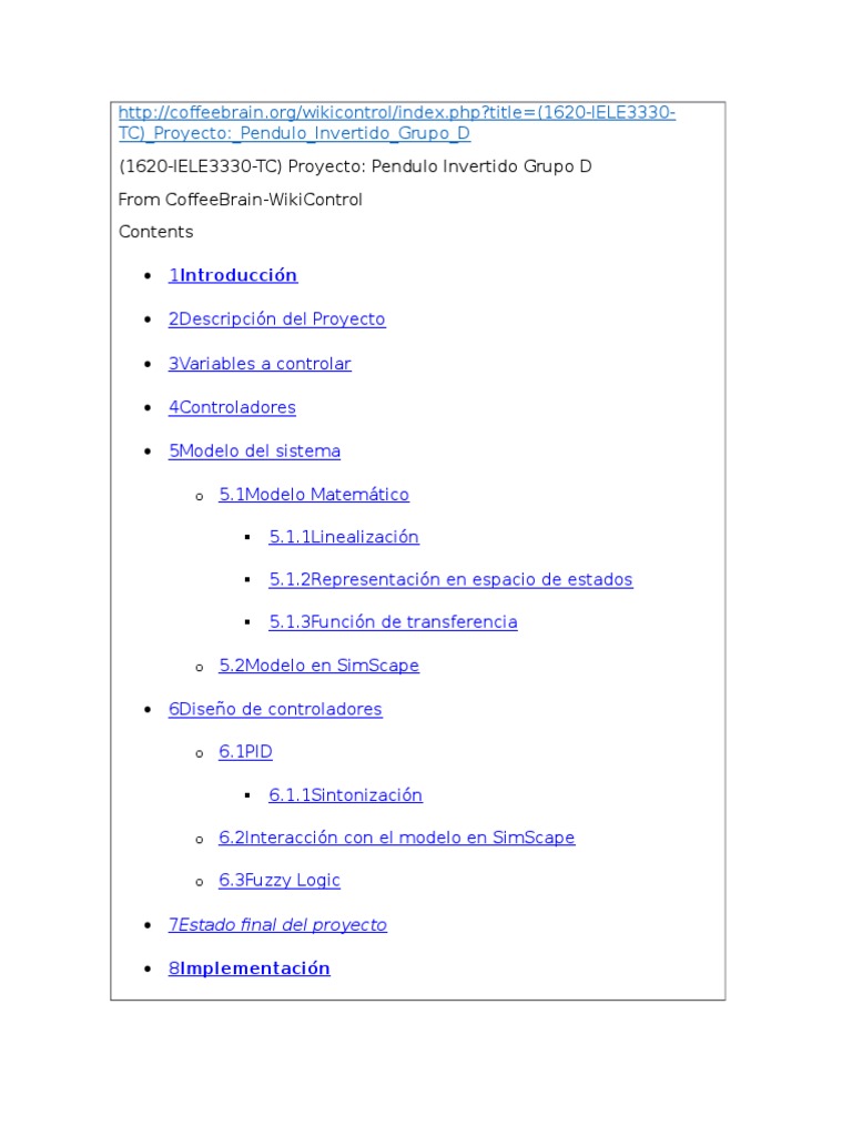 Proyecto Péndulo Invertido Grupo D | PDF | Enseñanza de matemática ...
