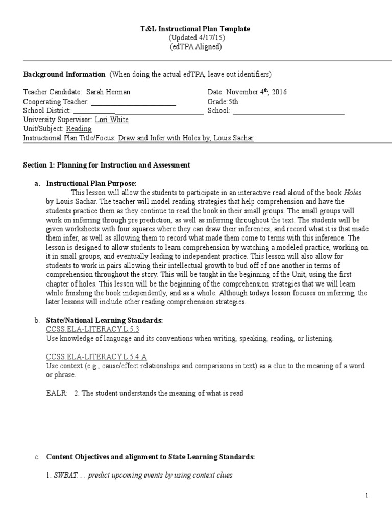 Udl Modified Lesson Plan and Reflection | PDF | Reading Comprehension ...