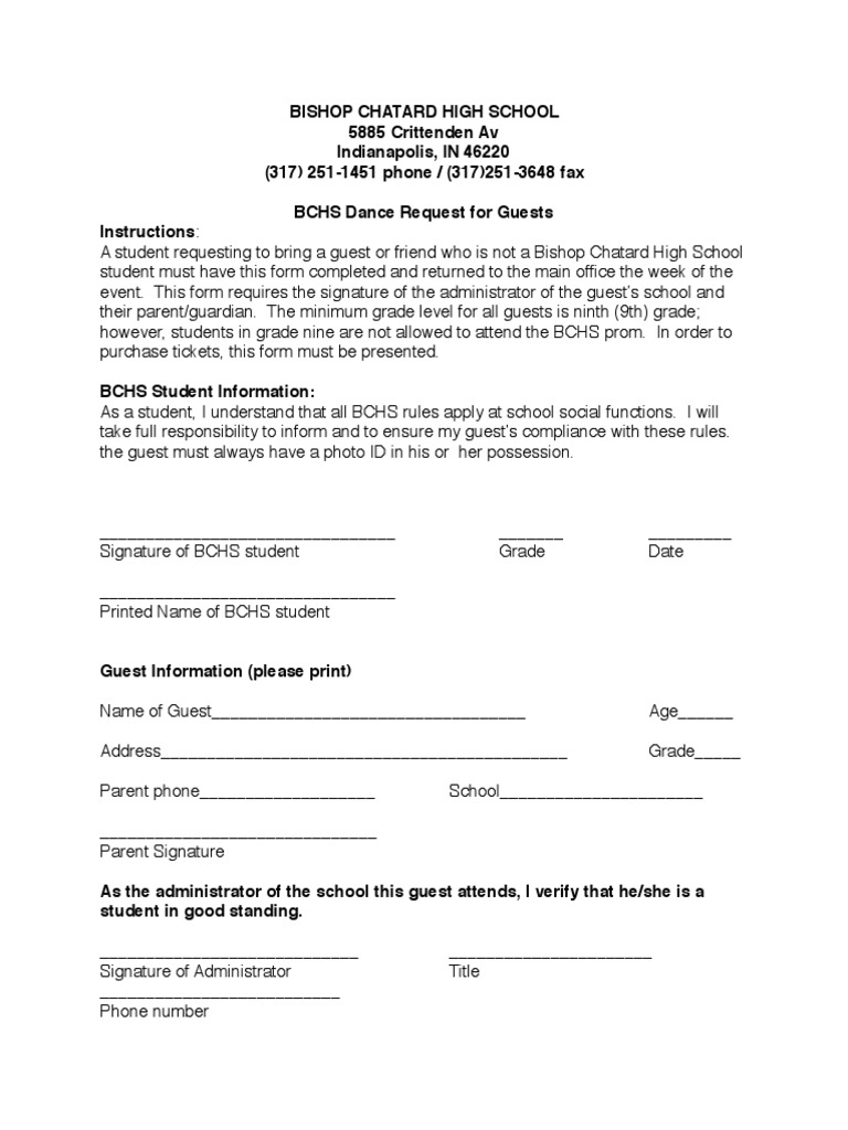 Outside Guest Dance Request Form | PDF