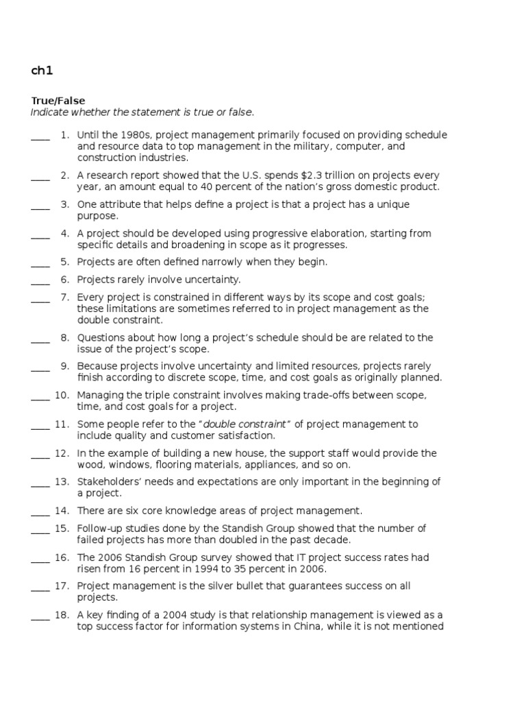 Project Management Ch1 Pdf Project Management Professional Project Management