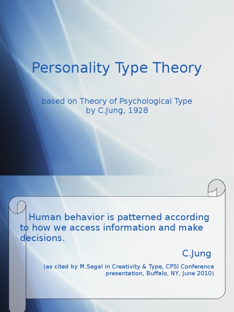 Personality Type Theory: Based On Theory of Psychological Type by C ...