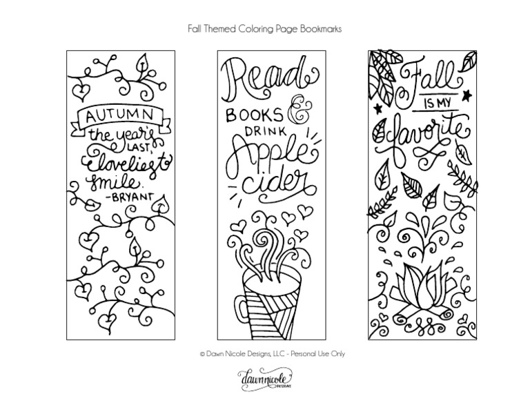 Fall Coloring Page Bookmarks | PDF