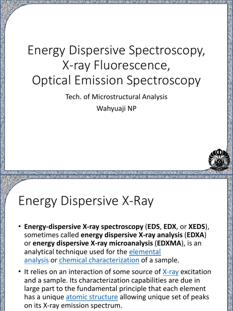 EDS XRF OES Characterisation PDF | PDF | Energy Dispersive X Ray ...