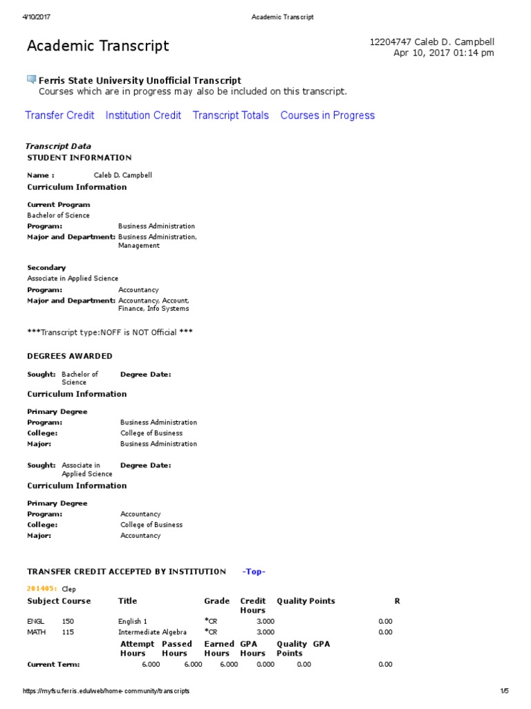 Transcripts | PDF | Grading (Education) | Academic Degree