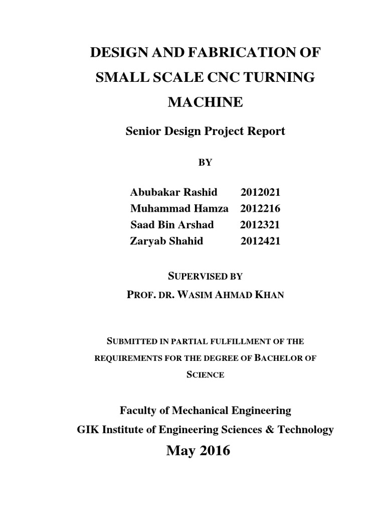 Final - Design and Fabrication of Small Scale CNC Turning Machine | PDF ...