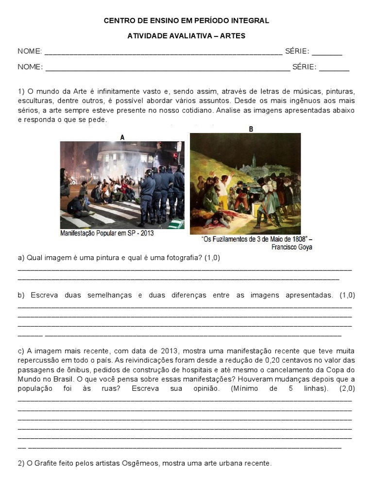 Atividade Avaliativa de Artes Integradas | PDF