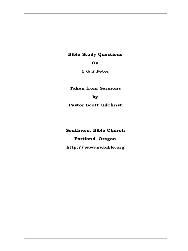 Bible Study on 1 & 2 Peter | PDF | Gospel Of John | Last Judgment