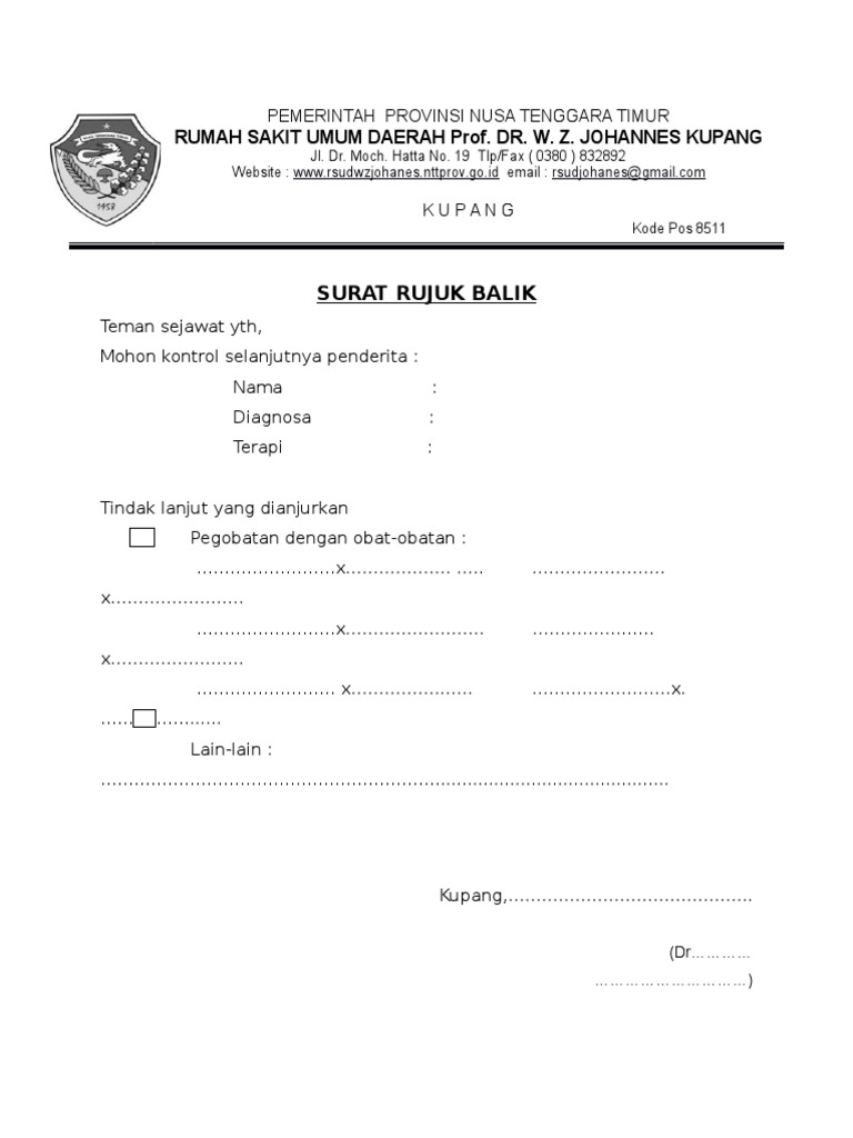FORM Surat Rujuk Balik | PDF