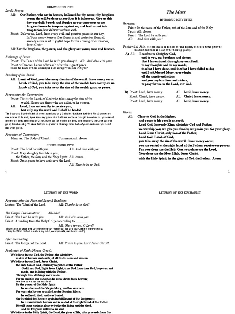 Catholic Mass Communion Guide | PDF | Mass (Liturgy) | God The Father