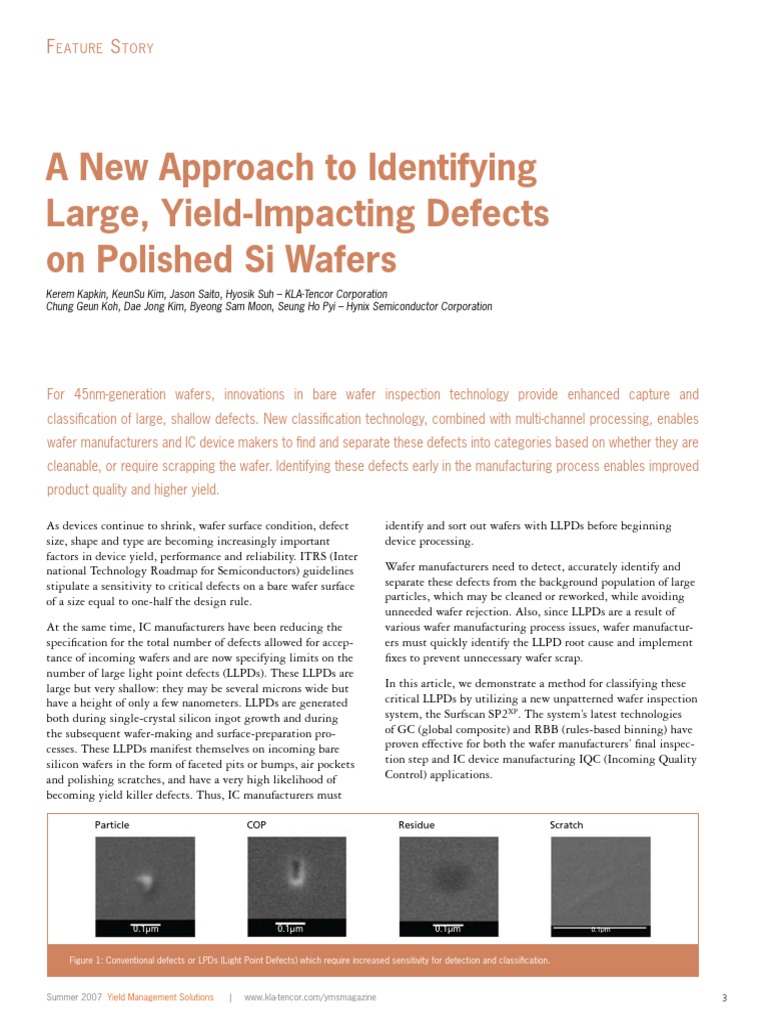 A New Approach To Identify Large, Yield Impacting Defects On Polished ...