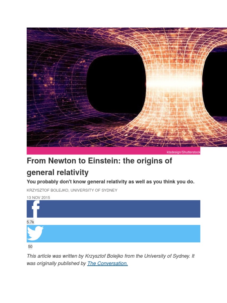 From Newton To Einstein: The Origins of General Relativity | PDF ...