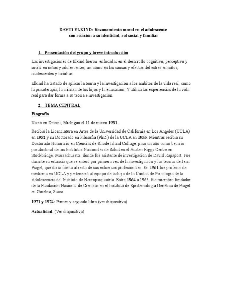 David Elkind | PDF | Adultos | Adolescencia
