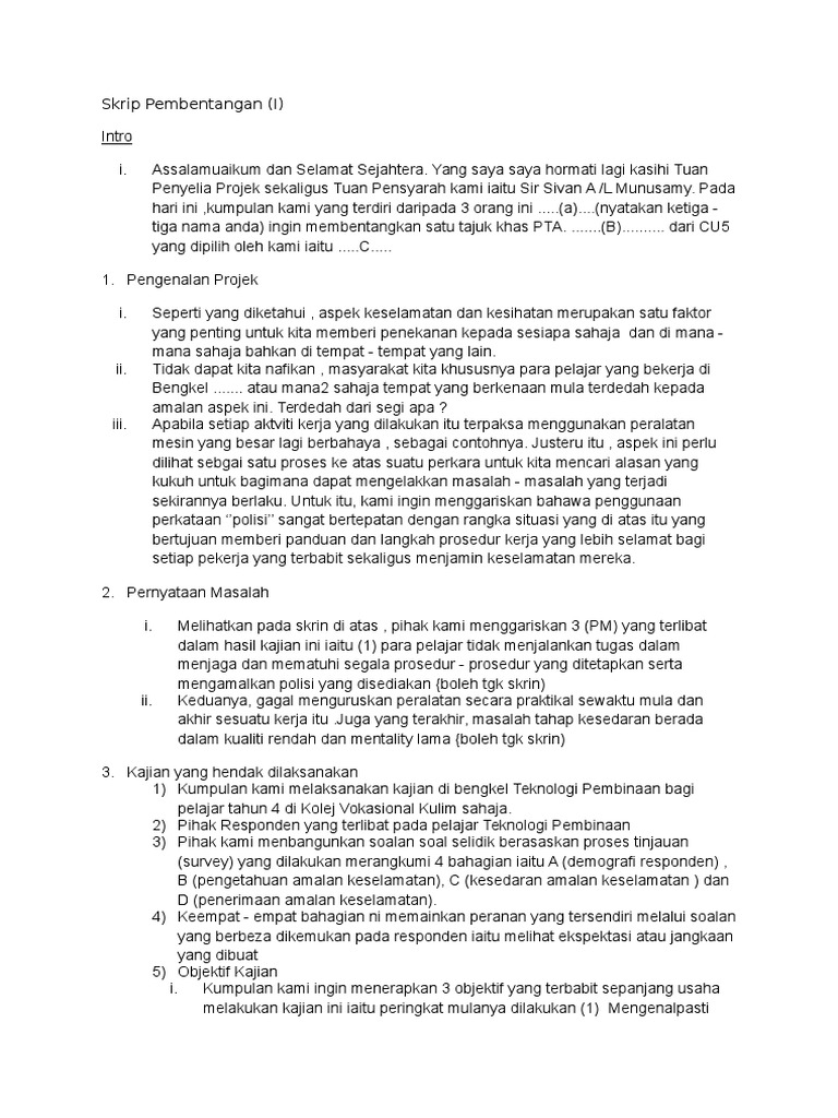 Skrip Pembentangan | PDF