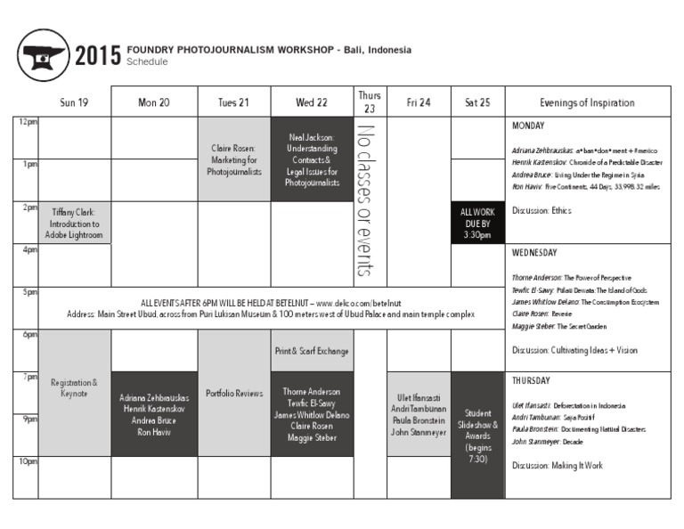 Schedule: Foundry Photojournalism Workshop - Bali, Indonesia | PDF