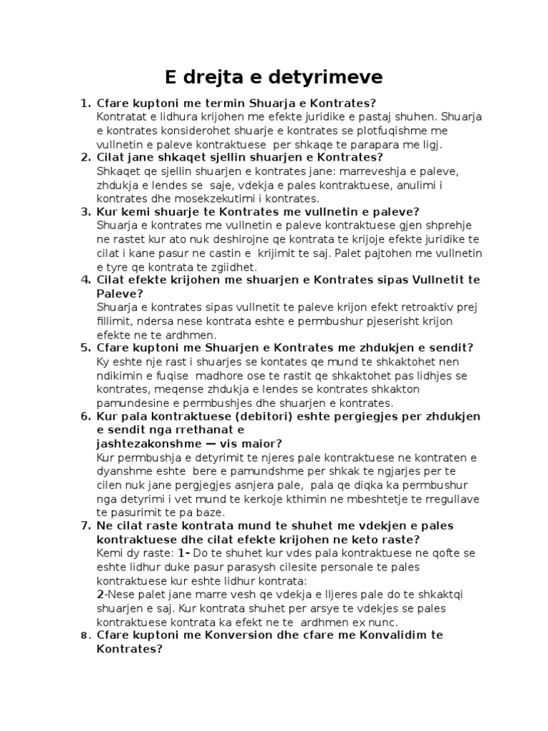 E Drejta e Detyrimeve 1 | PDF