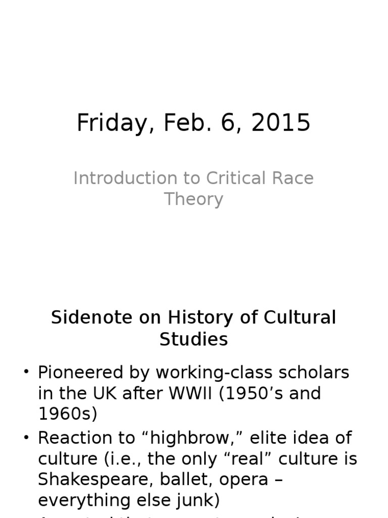 Introduction To Critical Race Theory | PDF | Critical Race Theory ...